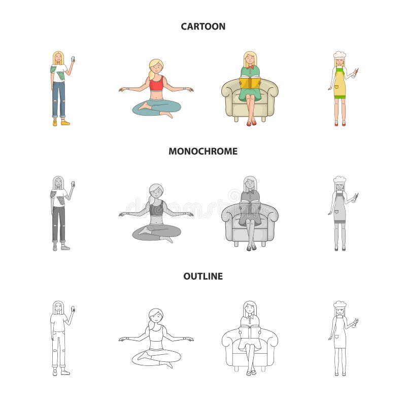 Vector Illustration of Posture and Mood Logo. Set of Posture and Female ...