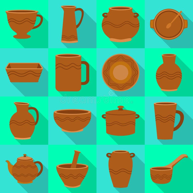 Isolated Object of Pottery and Ware Symbol. Set of Pottery and Clayware ...