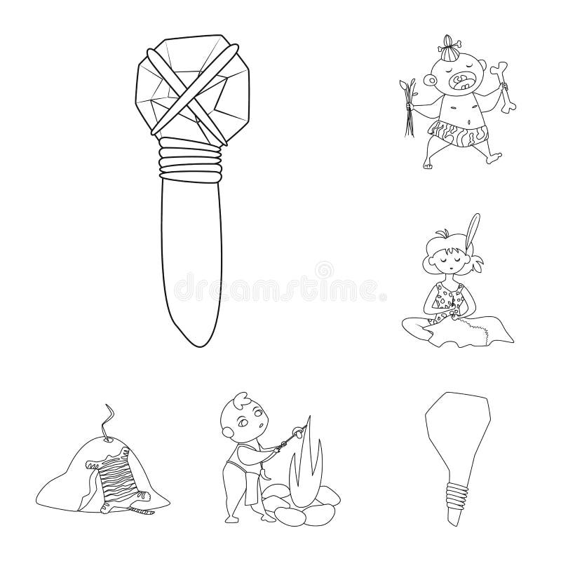 Isolated Object of Primitive and Archeology Symbol. Set of Primitive ...