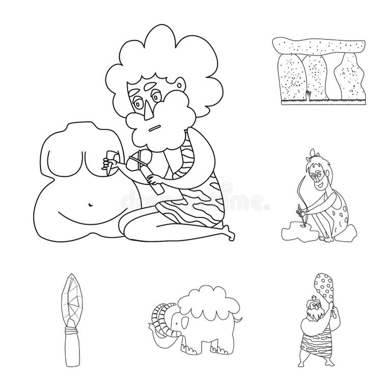 Isolated Object of Primitive and Archeology Symbol. Set of Primitive ...