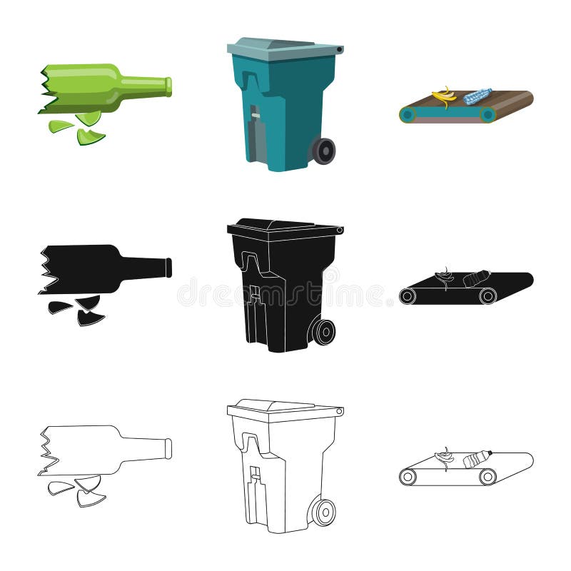 Isolated Object of Refuse and Junk Sign. Collection of Refuse and Waste ...