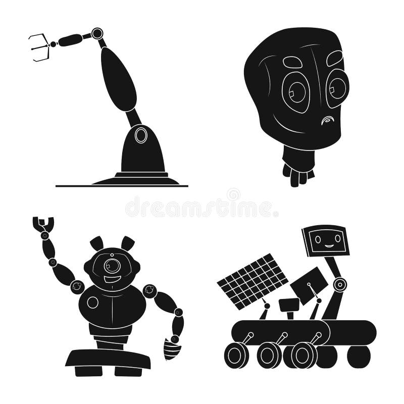 Isolated Object Of Robot And Factory Icon Set Of Robot And Space Stock