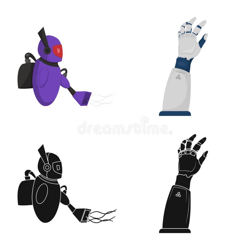 Isolated Object Of Robot And Factory Icon Set Of Robot And Space