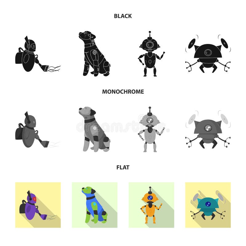 Isolated Object Of Robot And Factory Sign Set Of Robot And Space Stock