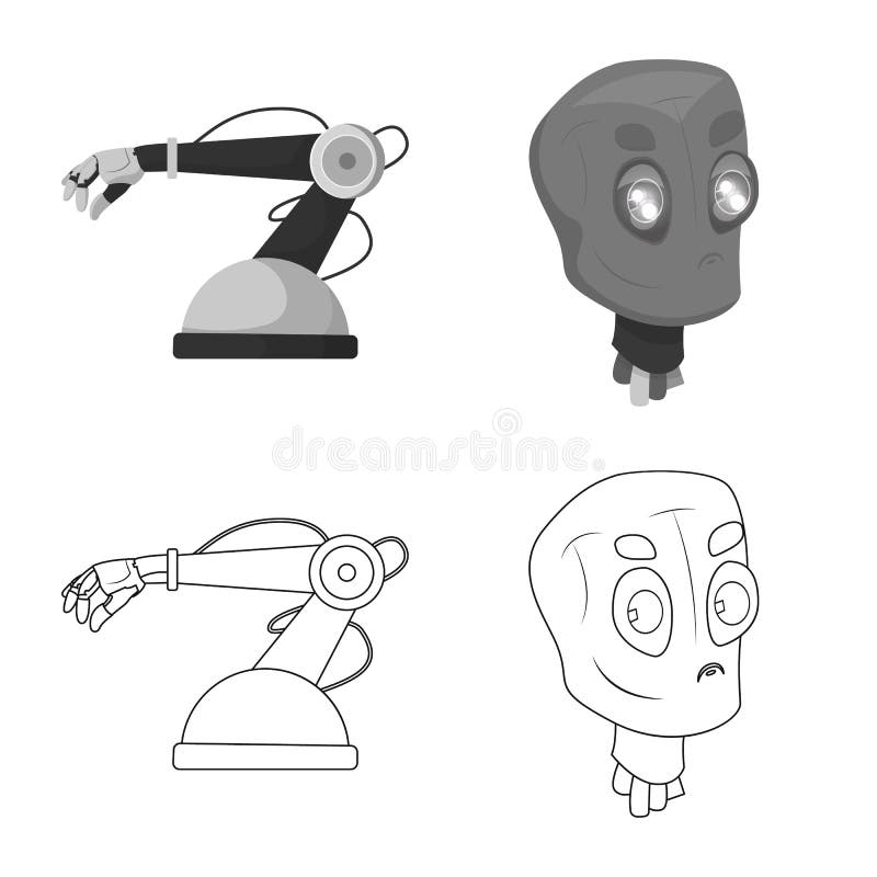 Isolated Object Of Robot And Factory Sign Set Of Robot And Space Stock