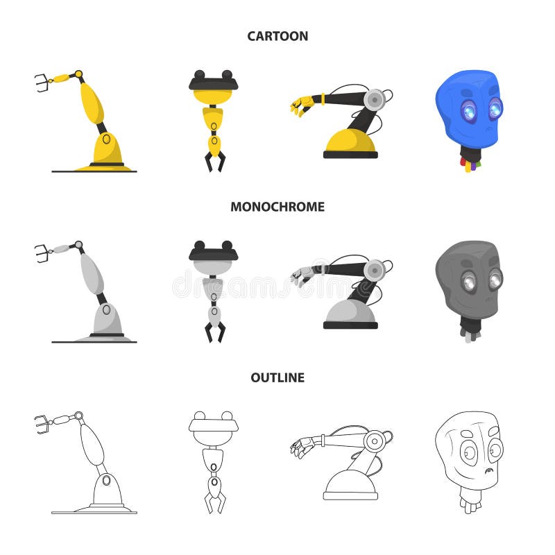 Isolated Object Of Robot And Factory Sign Set Of Robot And Space