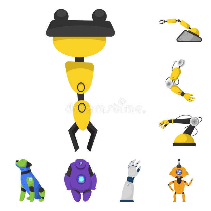 Isolated Object Of Robot And Factory Sign Set Of Robot And Space Stock