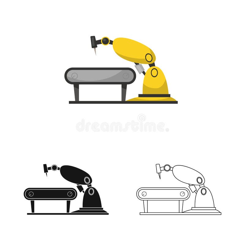 Isolated Object Of Robot And Factory Sign Set Of Robot And Space Stock