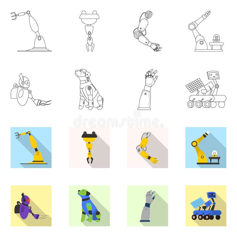 Isolated Object Of Robot And Factory Sign Set Of Robot And Space