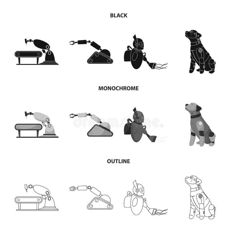 Isolated Object Of Robot And Factory Symbol Set Of Robot And Space Vector Icon For Stock Stock