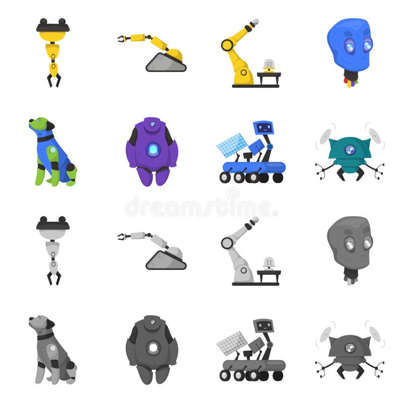 Isolated Object Of Robot And Factory Symbol Set Of Robot And Space
