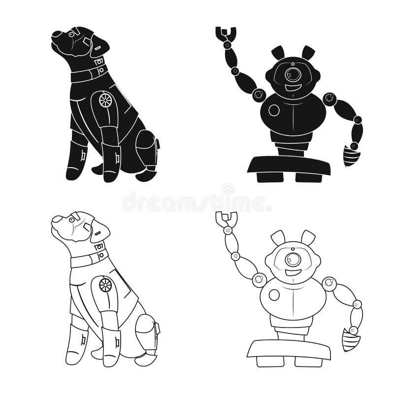 Isolated Object Of Robot And Factory Symbol Set Of Robot And Space