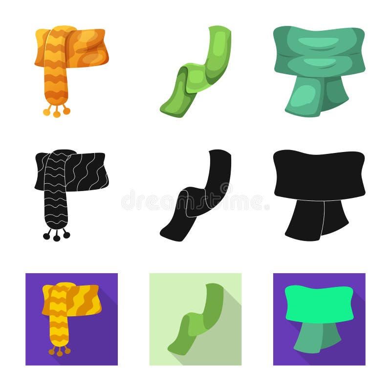 Isolated Object of Scarf and Shawl Icon. Set of Scarf and Accessory ...