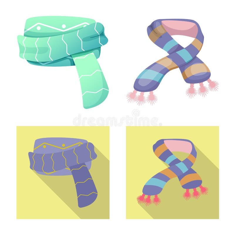 Isolated Object of Scarf and Shawl Icon. Set of Scarf and Accessory ...