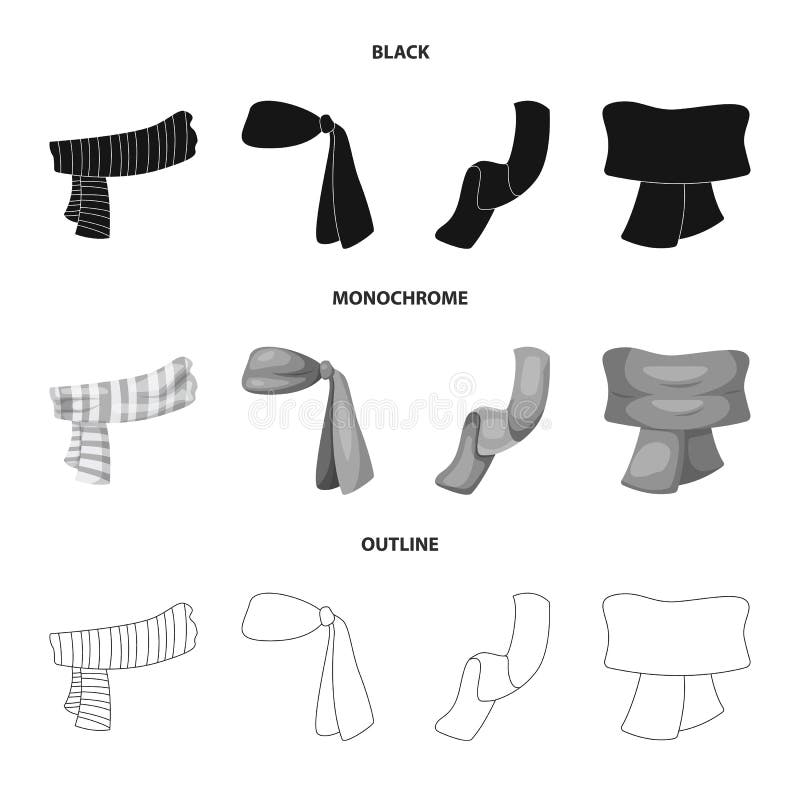 Isolated Object of Scarf and Shawl Sign. Set of Scarf and Accessory ...