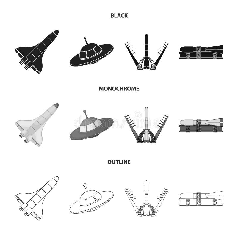 Isolated Object of Spaceship and Ship Icon. Set of Spaceship and ...