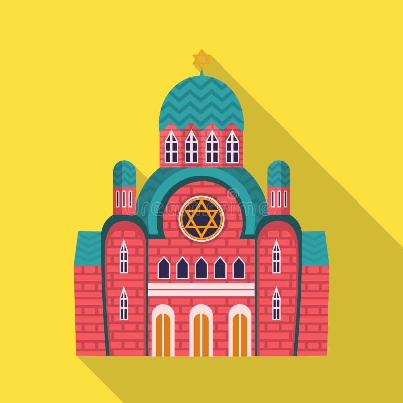 Isolated Object of Synagogue and Jewish Sign. Set of Synagogue and ...