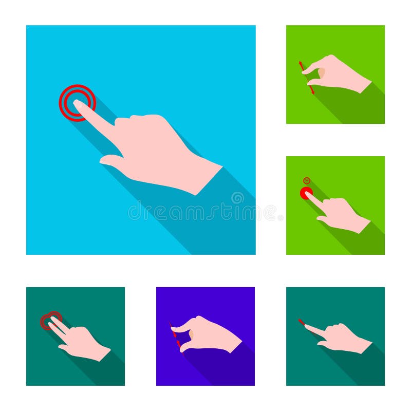 Isolated Object of Touchscreen and Hand Icon. Collection of Touchscreen ...