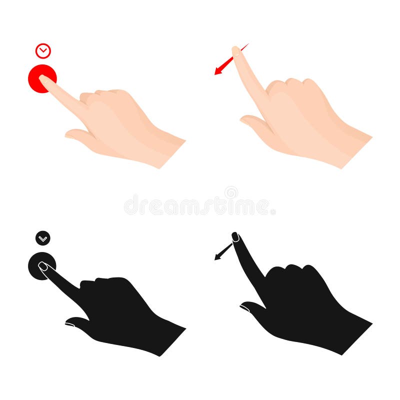 Isolated Object of Touchscreen and Hand Icon. Collection of Touchscreen ...