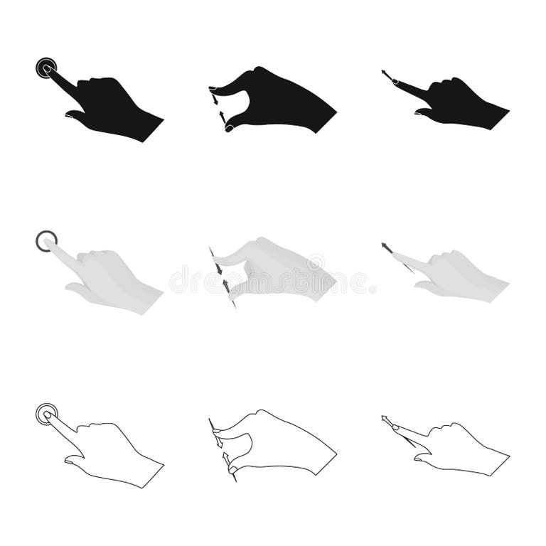 Isolated Object of Touchscreen and Hand Icon. Set of Touchscreen and ...