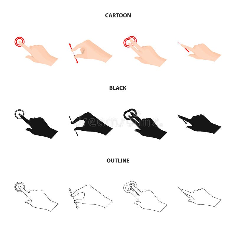 Isolated Object of Touchscreen and Hand Icon. Set of Touchscreen and ...