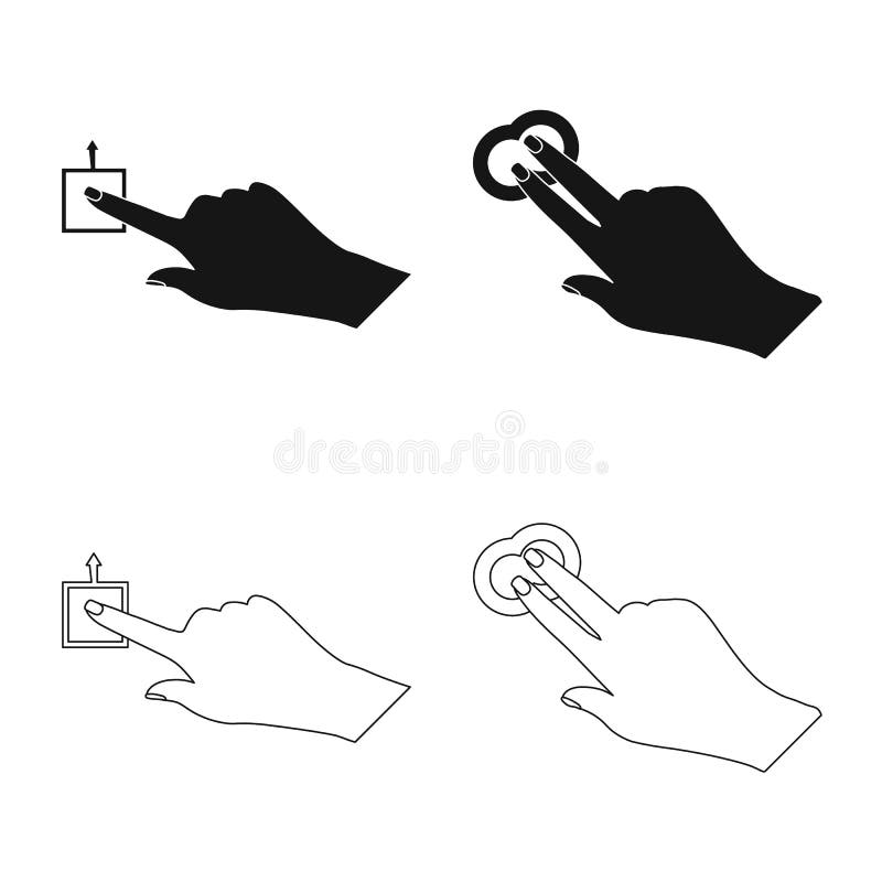 Isolated Object of Touchscreen and Hand Logo. Collection of Touchscreen ...