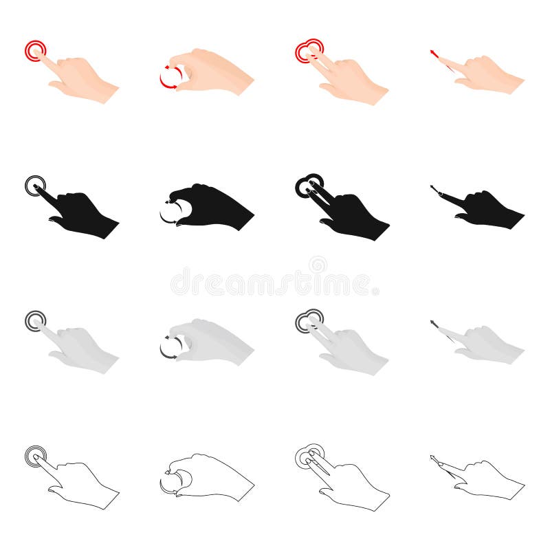 Isolated Object of Touchscreen and Hand Logo. Collection of Touchscreen ...