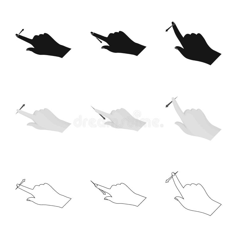 Isolated Object of Touchscreen and Hand Logo. Collection of Touchscreen ...