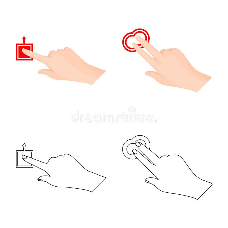 Isolated Object of Touchscreen and Hand Logo. Set of Touchscreen and ...