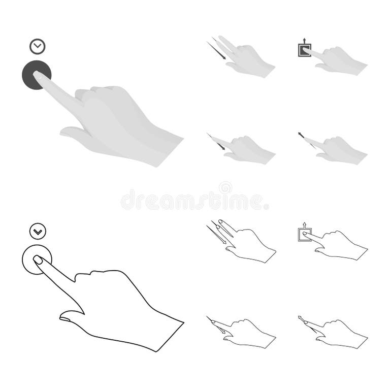 Vector Illustration of Touchscreen and Hand Symbol. Collection of ...