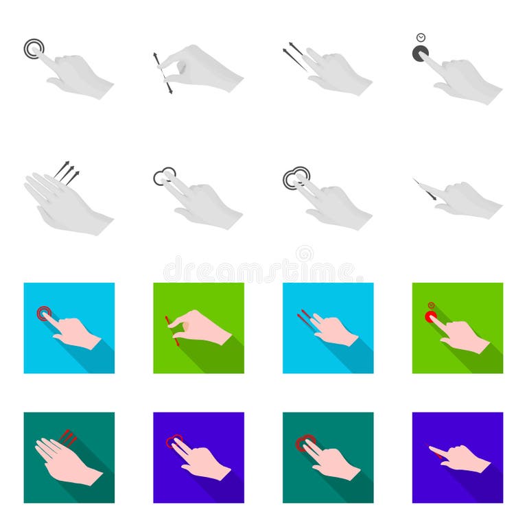 Isolated Object of Touchscreen and Hand Sign. Set of Touchscreen and ...