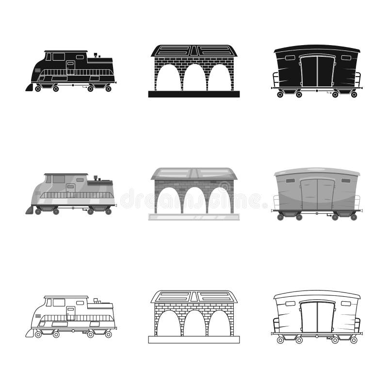 Isolated Object of Train and Station Icon. Collection of Train and ...