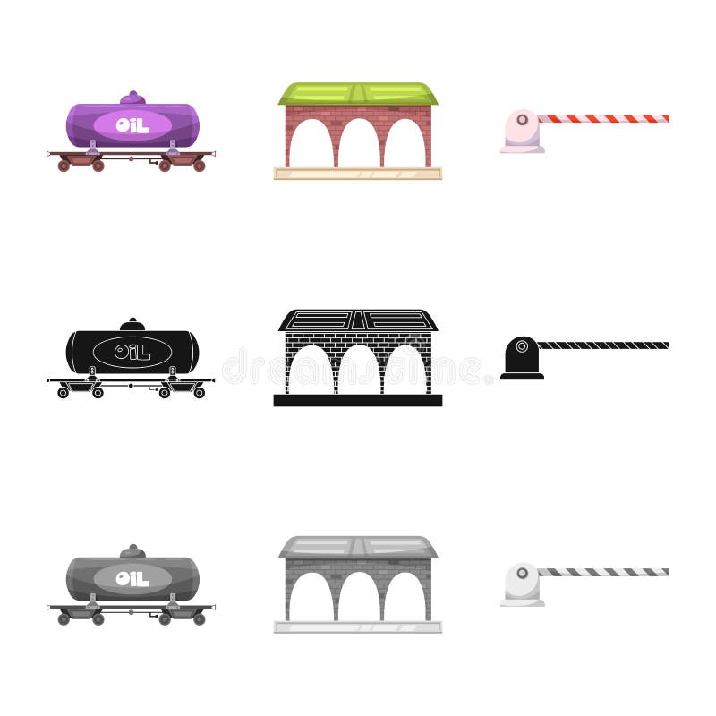 Isolated Object of Train and Station Icon. Set of Train and Ticket ...