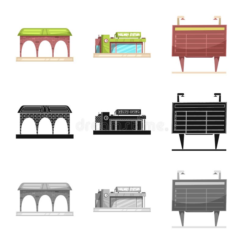 Isolated Object of Train and Station Icon. Set of Train and Ticket ...