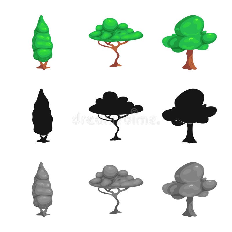Isolated Object of Tree and Nature Icon. Collection of Tree and Crown ...