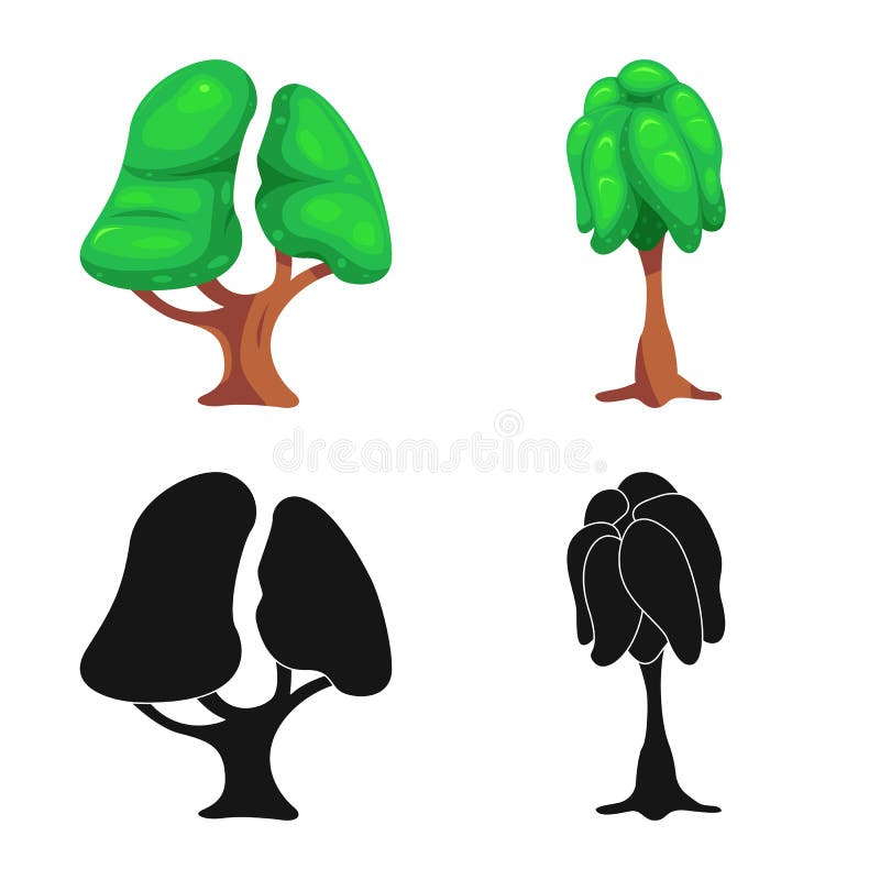 Isolated Object Of Tree And Nature Icon Collection Of Tree And Crown