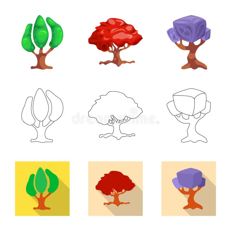 Isolated Object Of Tree And Nature Icon Set Of Tree And Crown Stock