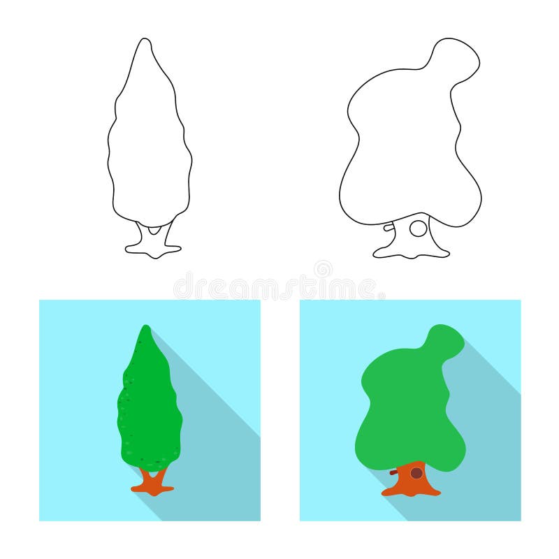 Isolated Object Of Tree And Nature Icon Set Of Tree And Crown Stock