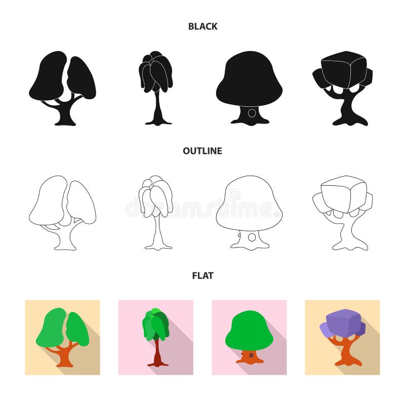 Isolated Object of Tree and Nature Icon. Set of Tree and Crown Vector ...