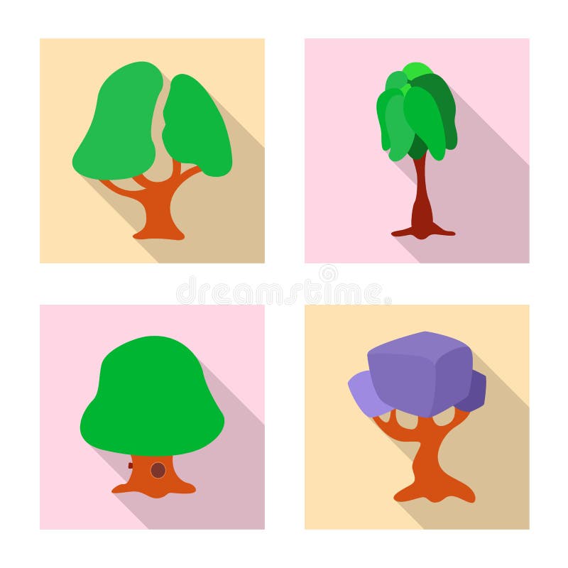 Isolated Object of Tree and Nature Logo. Set of Tree and Crown Vector ...