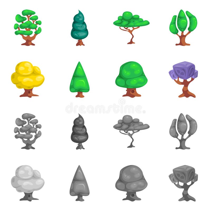 Isolated Object of Tree and Nature Logo. Set of Tree and Crown Vector ...