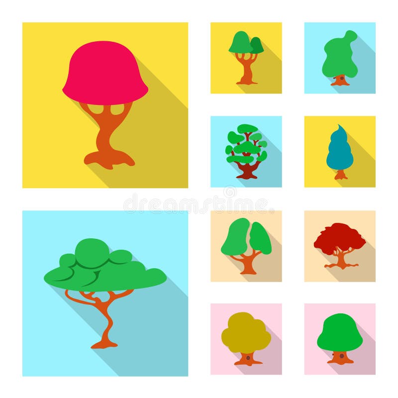 Isolated Object Of Tree And Nature Sign Collection Of Tree And Crown
