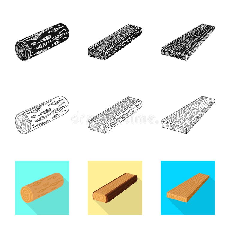 Isolated Object of Tree and Raw Icon. Collection of Tree and ...