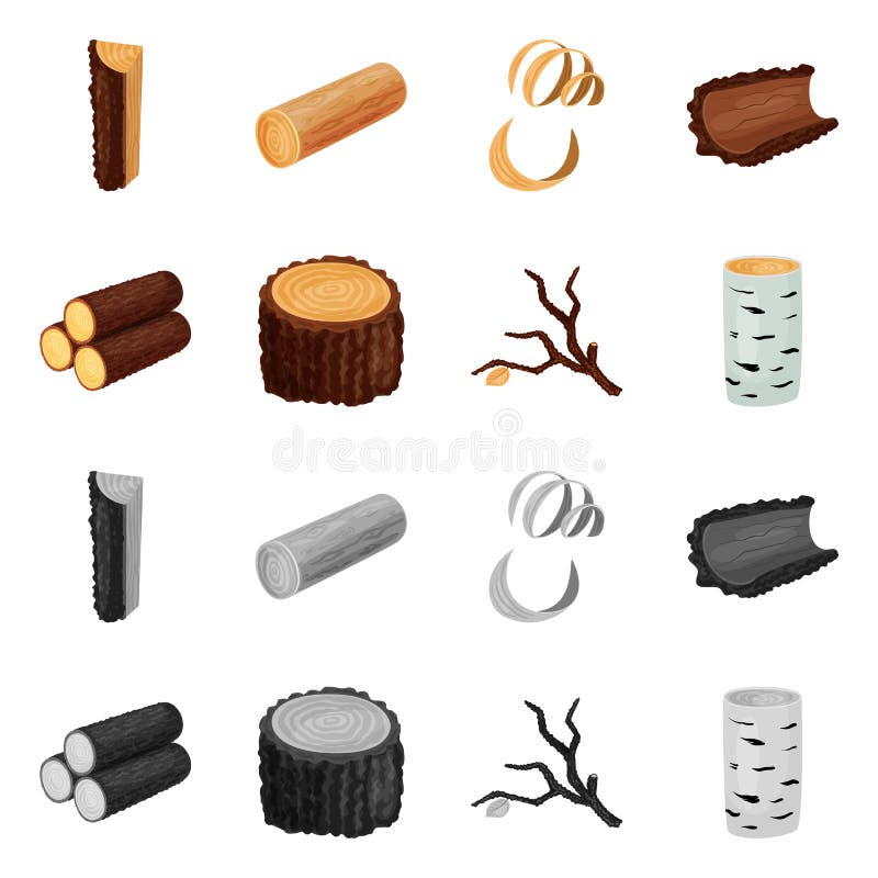 Isolated Object of Tree and Raw Icon. Set of Tree and Construction ...