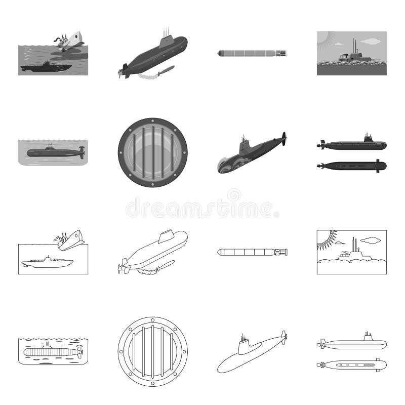 Vector Illustration of War and Ship Symbol. Set of War and Fleet Stock ...