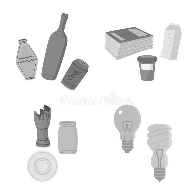 Isolated Object of Waste and Garbage Sign. Set of Waste and Separation ...