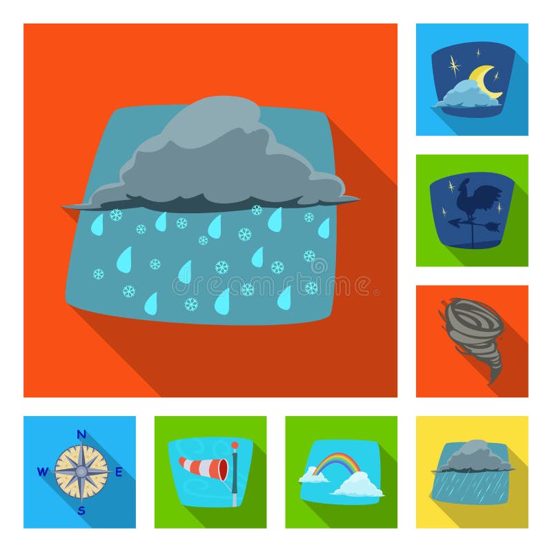 Isolated Object of Weather and Climate Symbol. Set of Weather and Cloud ...