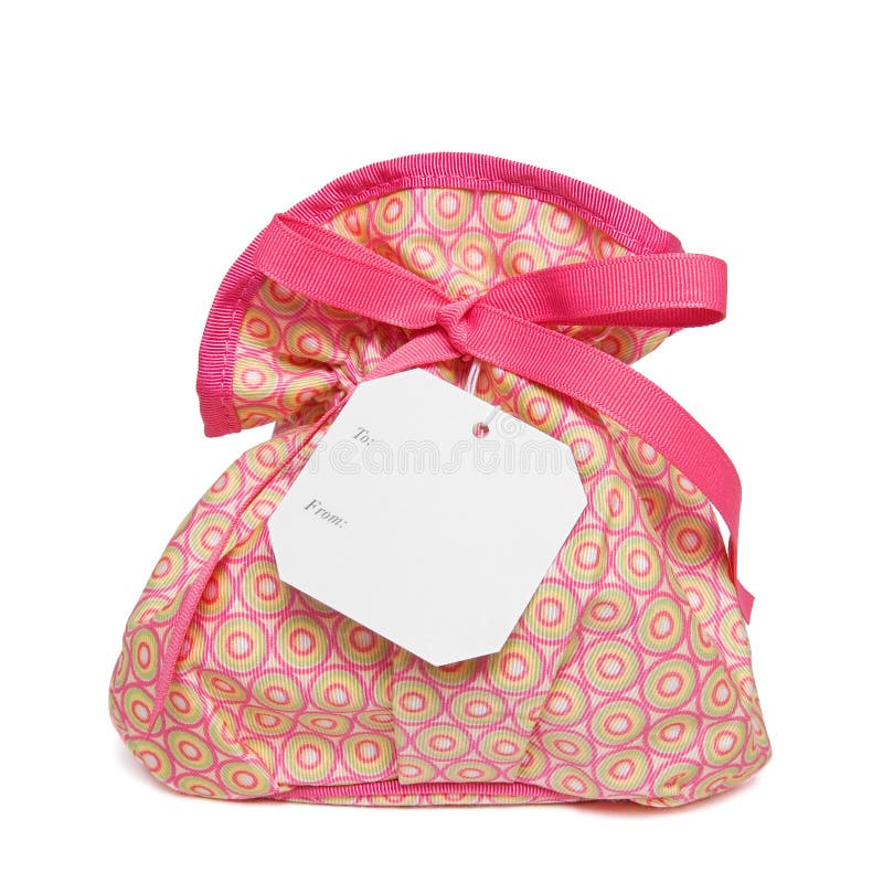 Isolated Objects: Bag with Gift Tag Stock Photo - Image of pink ...