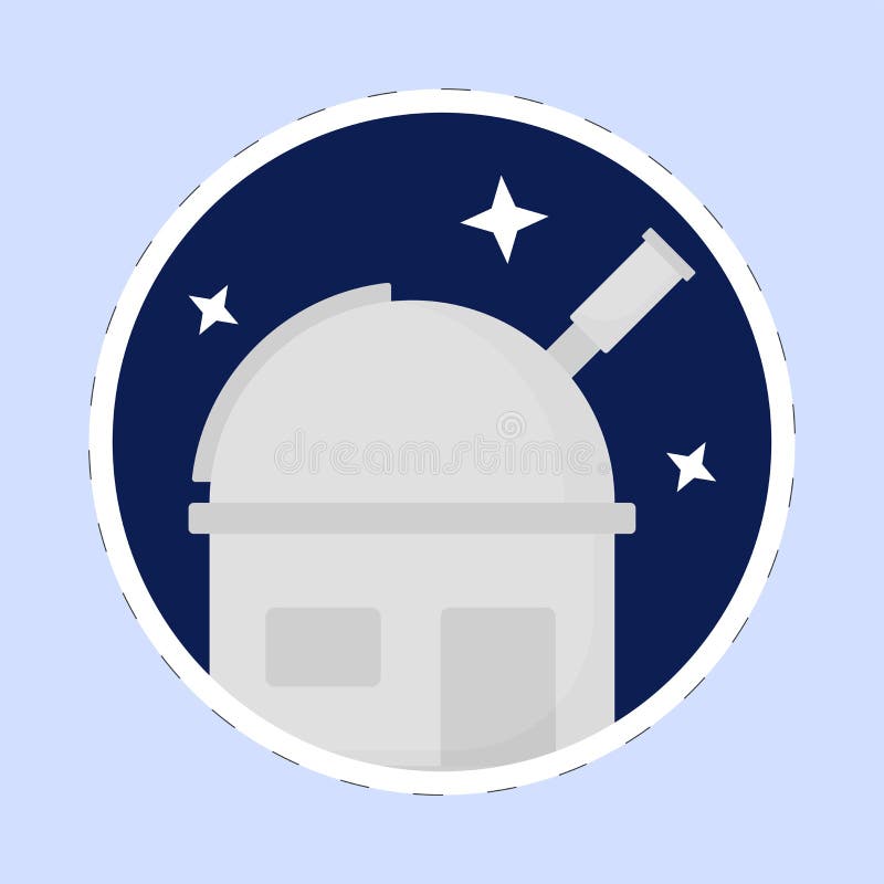 Isolated Observatory Building with Stars Blue Background in Sticker ...