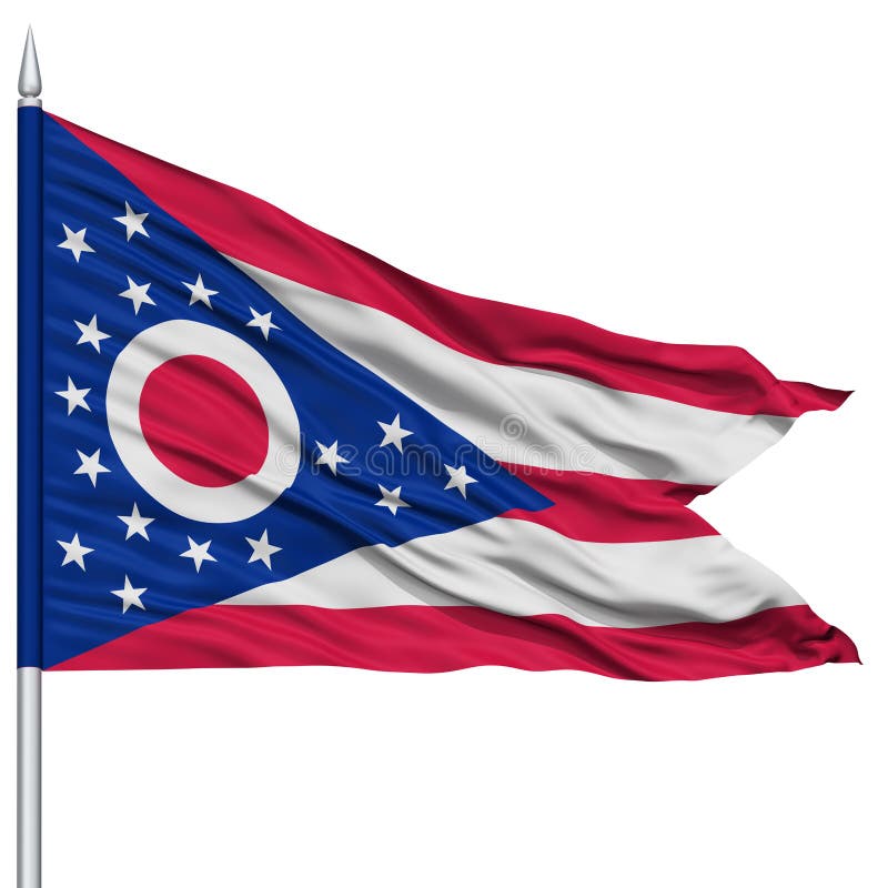 Isolated Ohio Flag on Flagpole, USA State Stock Illustration ...